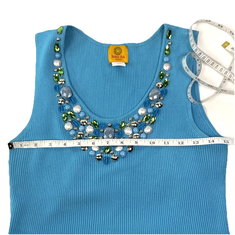 Ruby Red Ribbed Tank Top Blingy Y2K Statement Piece Petite Large Boho ...