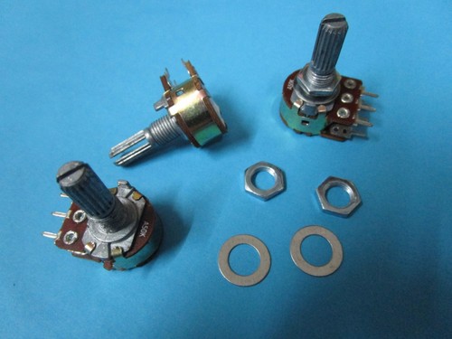 10 pcs A50K Dual Log Taper Potentiometer Pots 20mm S Shaft 6pin With ...