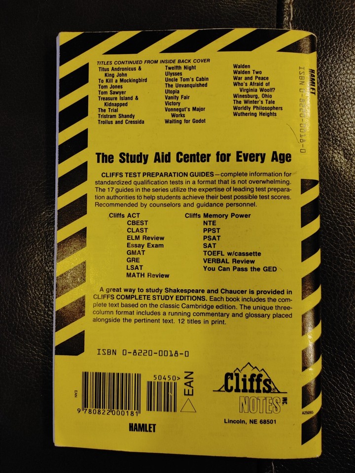 Cliffs Notes for Shakespeare's Hamlet | eBay