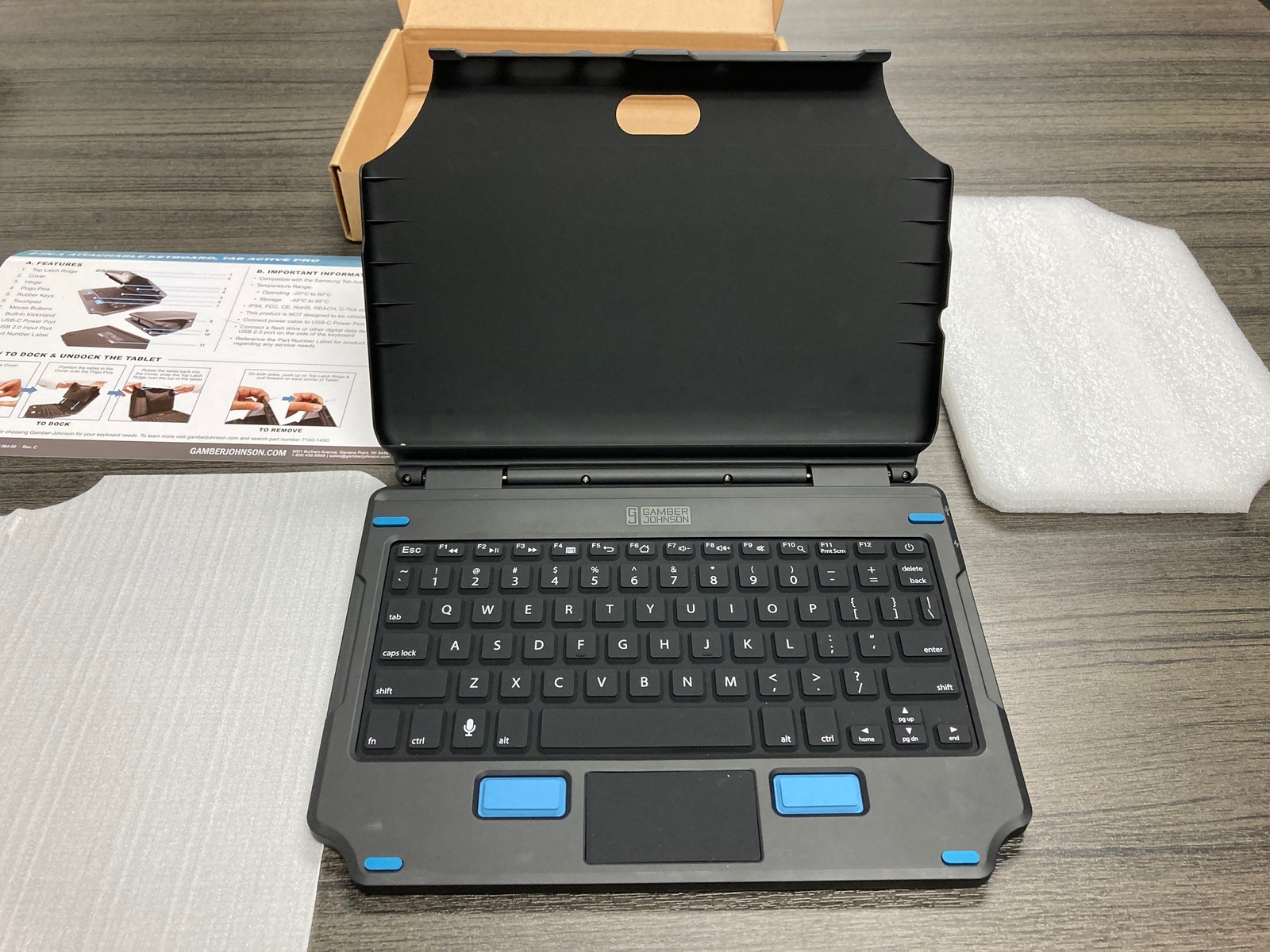 NEW Gamber Johnson 2-in-1 Attachable Keyboard Galaxy Tab Active Pro ...