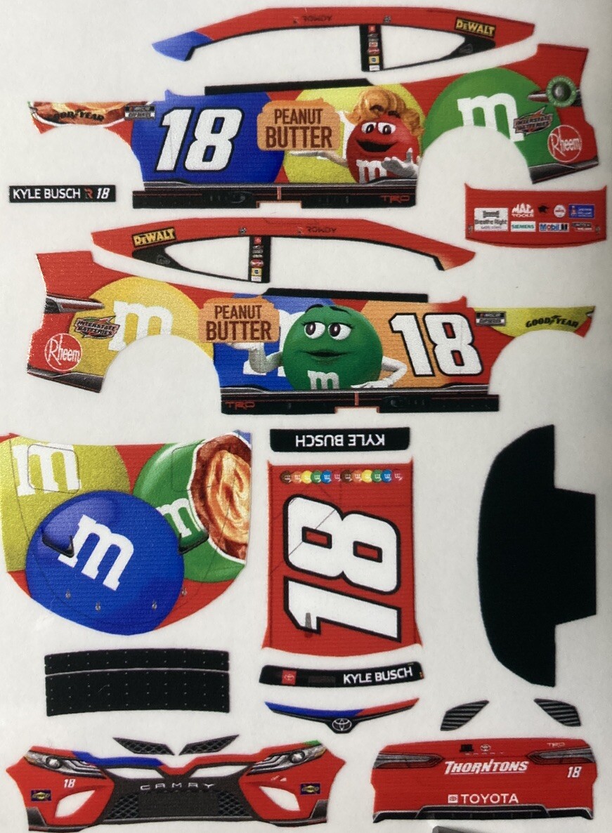 Custom 2022 Kyle Busch #18 PB M&Ms 1/64 Scale NASCAR Peel & Stick ...