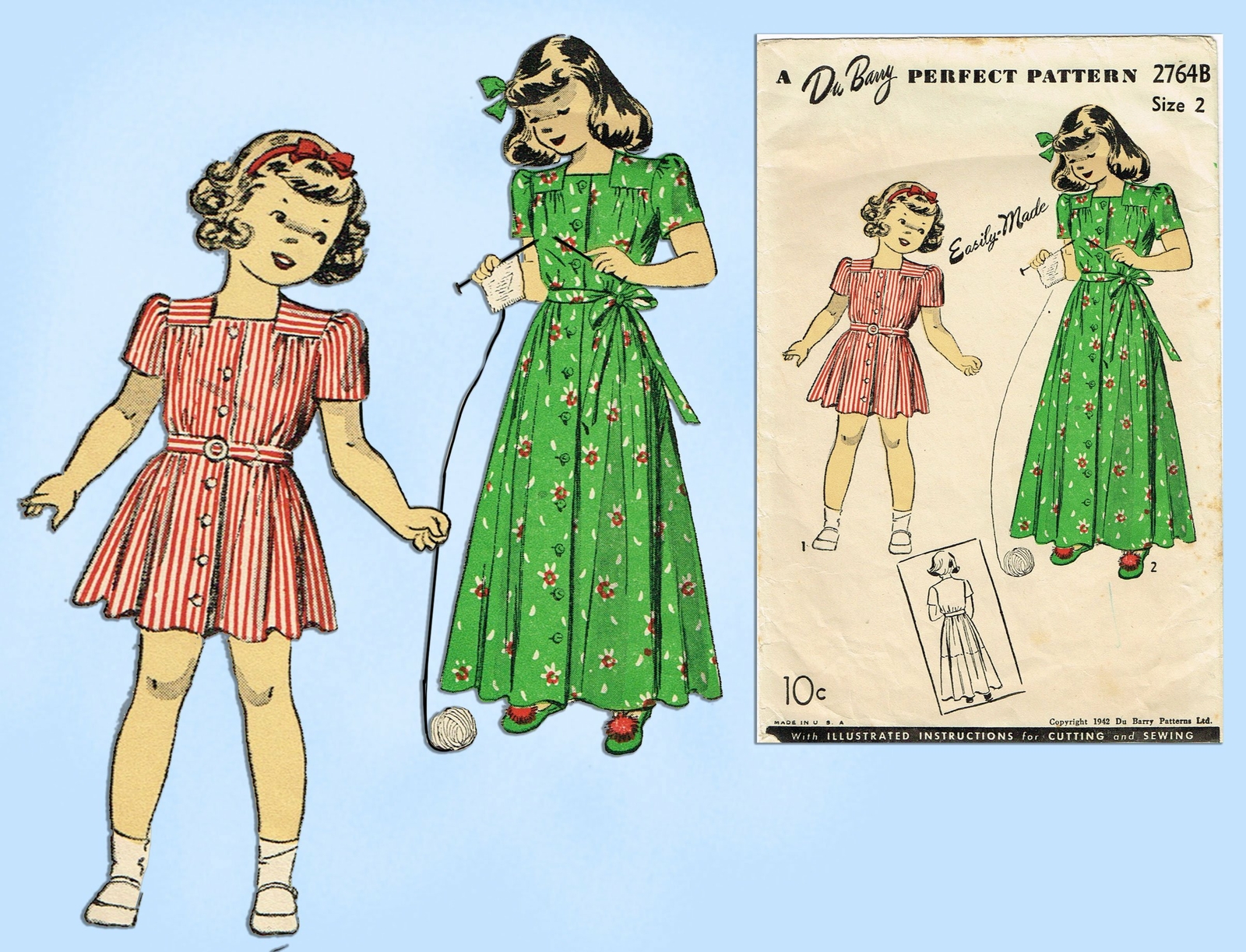 Du Barry 2764: 1940s Uncut Toddler Girls Housecoat Size 2 Vintage ...