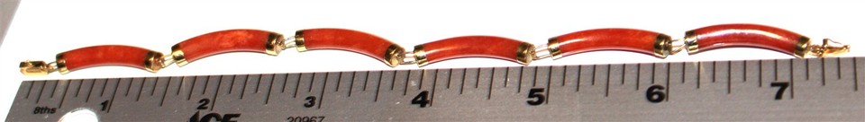 Solid 14K yellow gold marked 14K/ 585 orange jade gemstone clasp ...