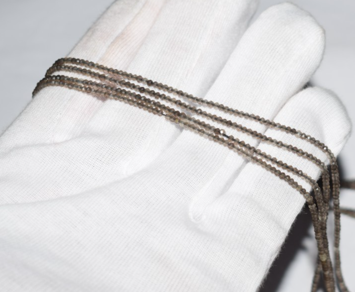 Natural Smoky Quartz 2mm Rondelle Faceted Beads 12" 1 Line Strand Loose ...