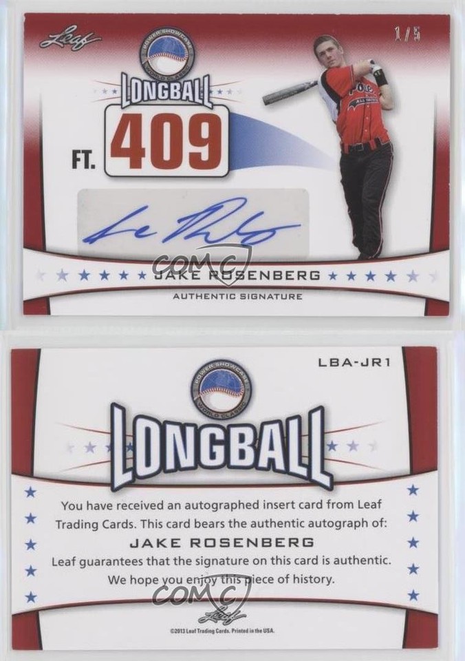 2013 Leaf Power Showcase Longball Auto Red 1/5 Jake Rosenbeck #LBA-JR1 ...