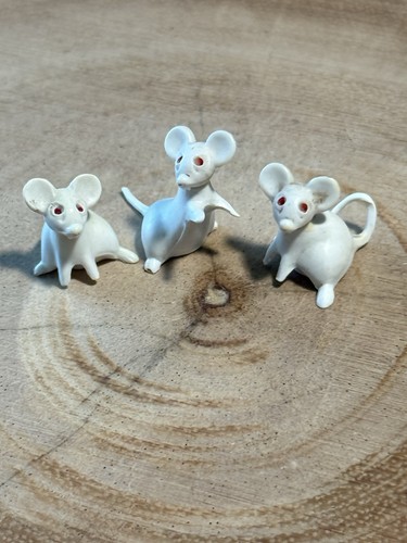 Vtg (3) Miniature Mice Red eyes, Signed West Germany, Plastic Dollhouse ...