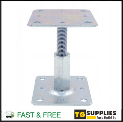Heavy Duty Galvanised Height Adjustable Elevated Post Base Support ...