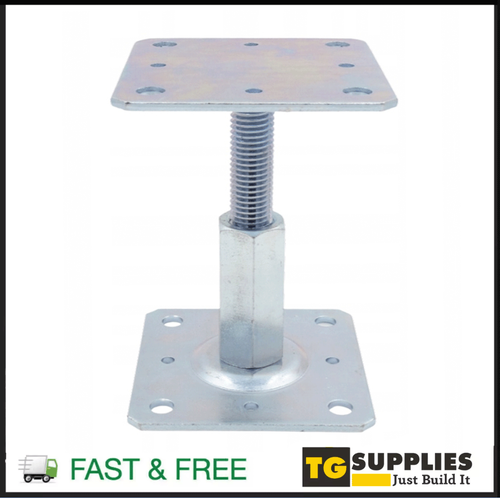 Heavy Duty Galvanised Height Adjustable Elevated Post Base Support ...