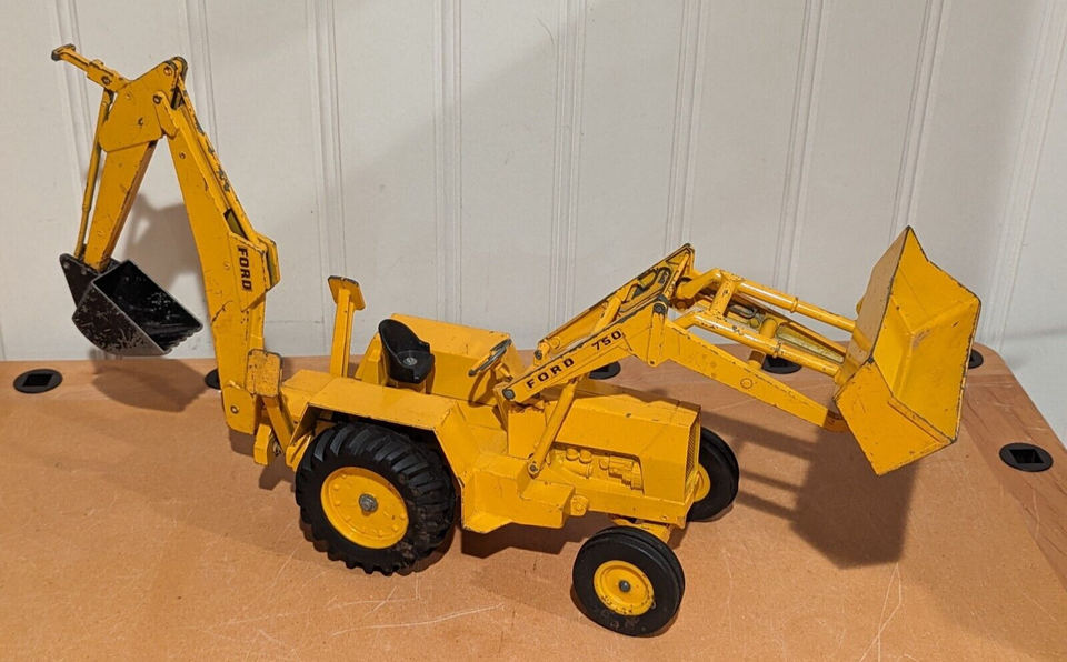 Vintage 1960s ERTL FORD 750 Backhoe Loader Diecast Model 30" LONG MADE ...