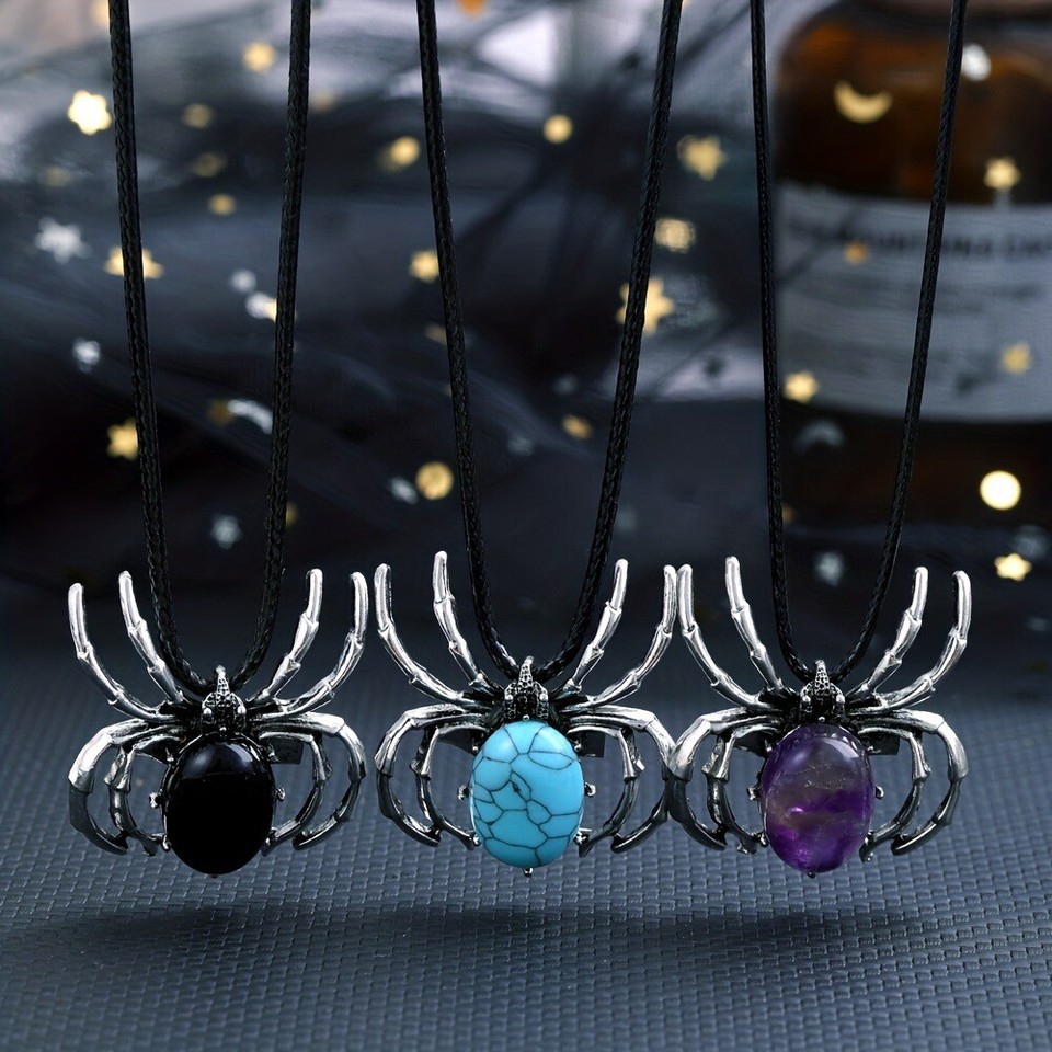Black onyx Gems Spider Crystal Necklace Magic Reiki Healing Amulet | eBay