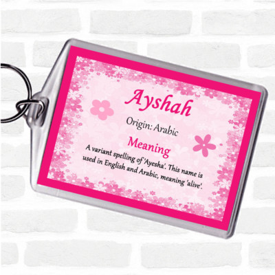 Ayshah Name Meaning Bag Tag Keychain Keyring Pink | eBay UK