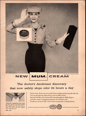 1956 Vintage ad New Mum Cream deodorant retro cosmetic Fashion Gloves ...