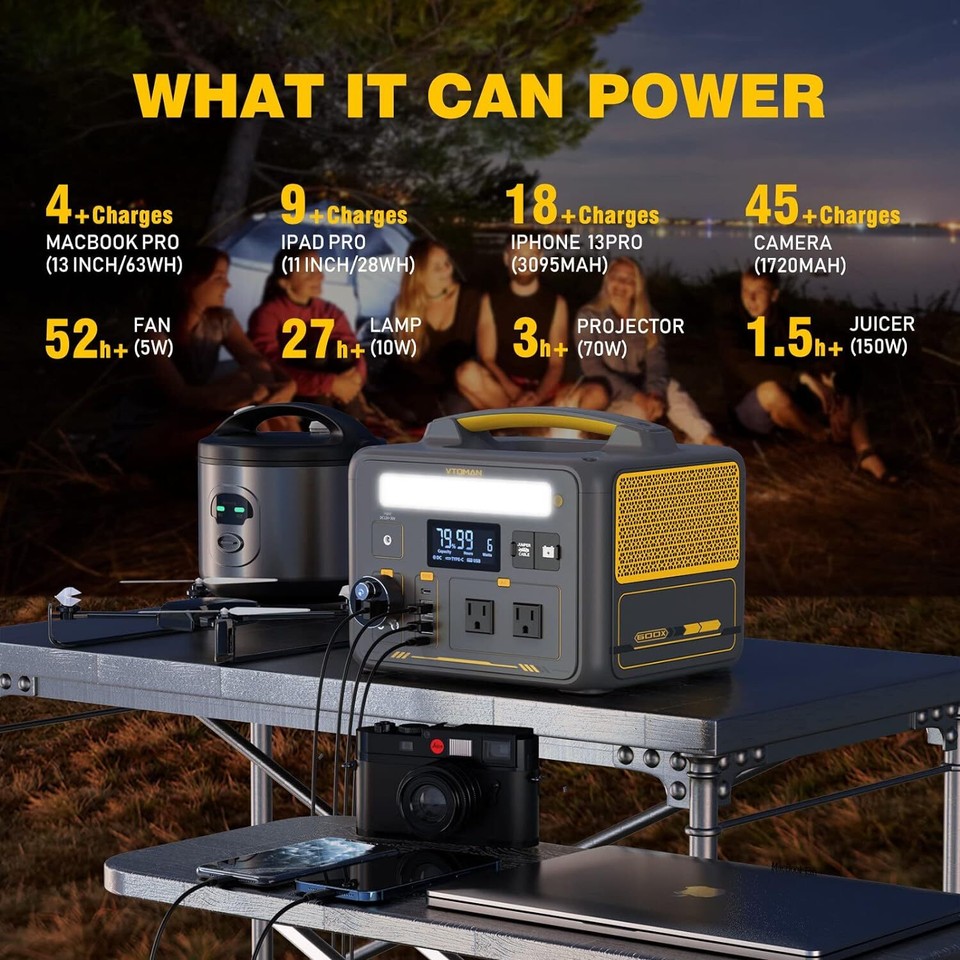 VTOMAN Jump 600X Portable Power Station 600W LiFePO4 Battery Generator ...
