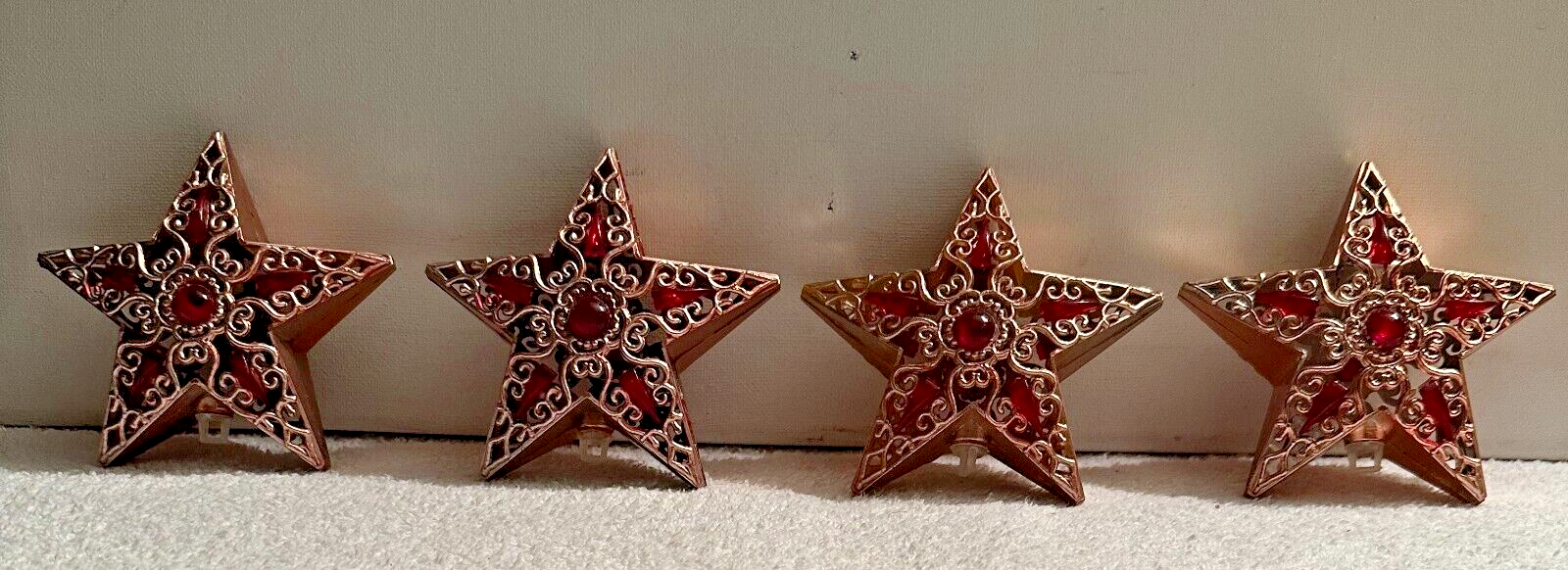 4 Vintage Plastic Jeweled Star Christmas String Light Covers 3 3/4 ...