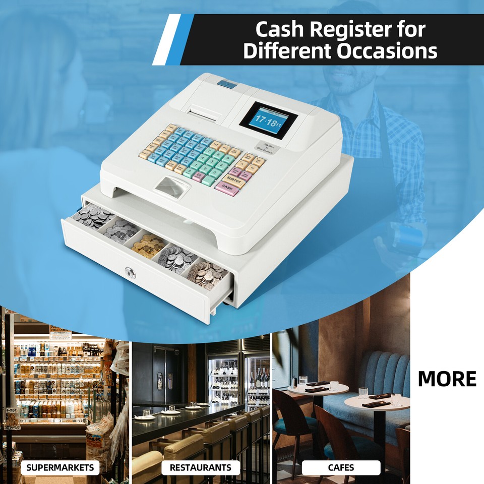 Electronic Cash Register POS Casher 8 Digital LED 48 Keys with Drawer ...