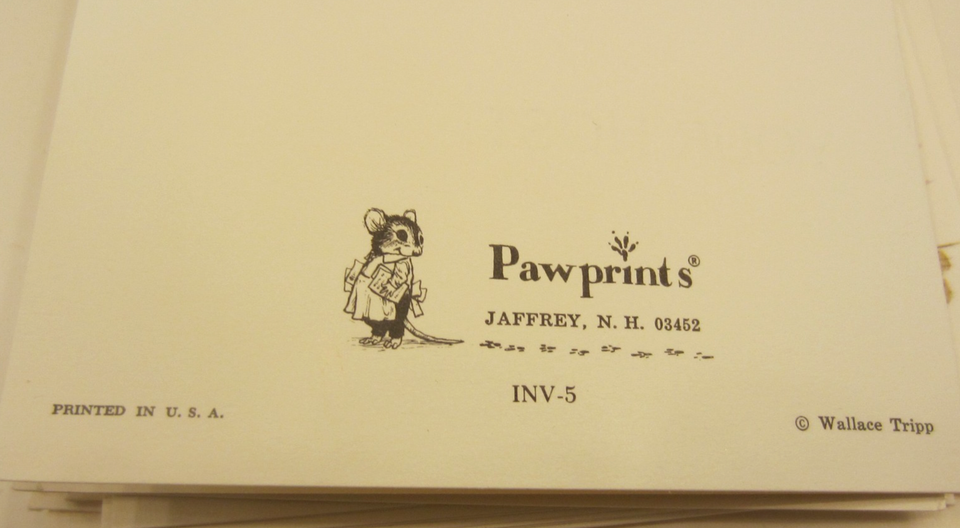 Vintage 1970/1980's Cute Mice Party Invitations PAWPRINTS Wallace Tripp ...
