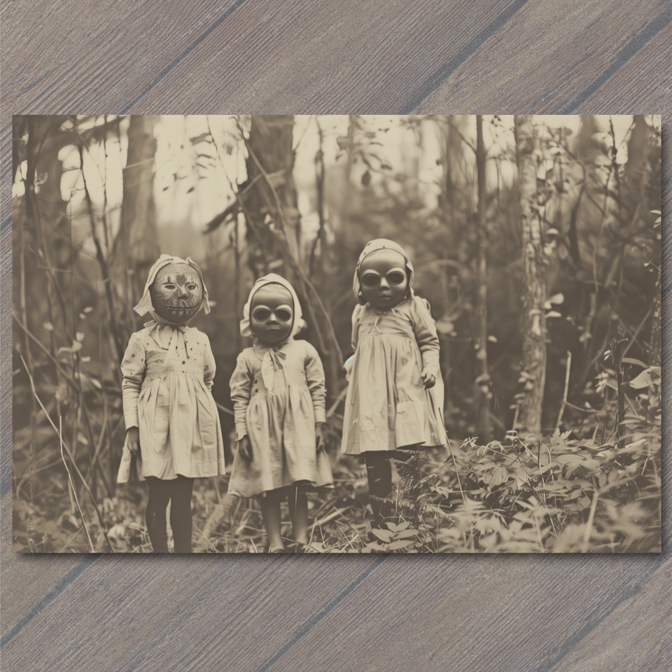 4x6" Weird Creepy Vintage Look Vibe Kids Masks Halloween Cult Unusual ...