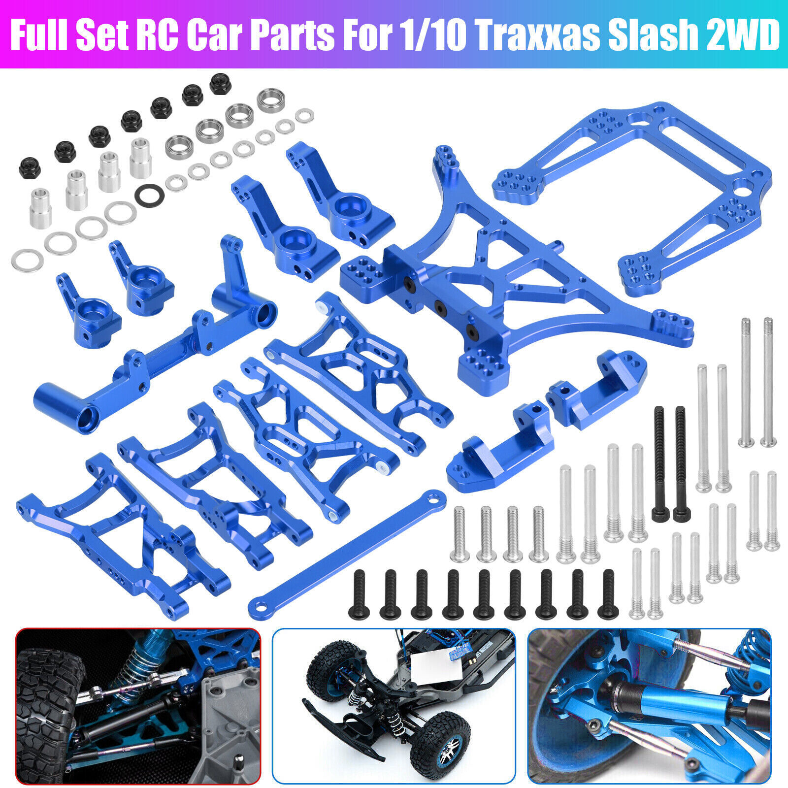 RC Car Upgrade Parts Metal Full Set For 1/10 Traxxas Slash 2WD/Rustler ...