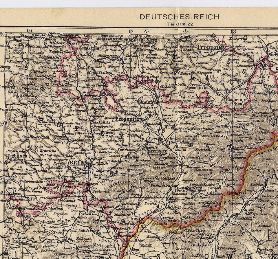 1943 VINTAGE WWII MAP OF PROTECTORATE OF BOHEMIA AND MORAVIA BRNO CZECH ...