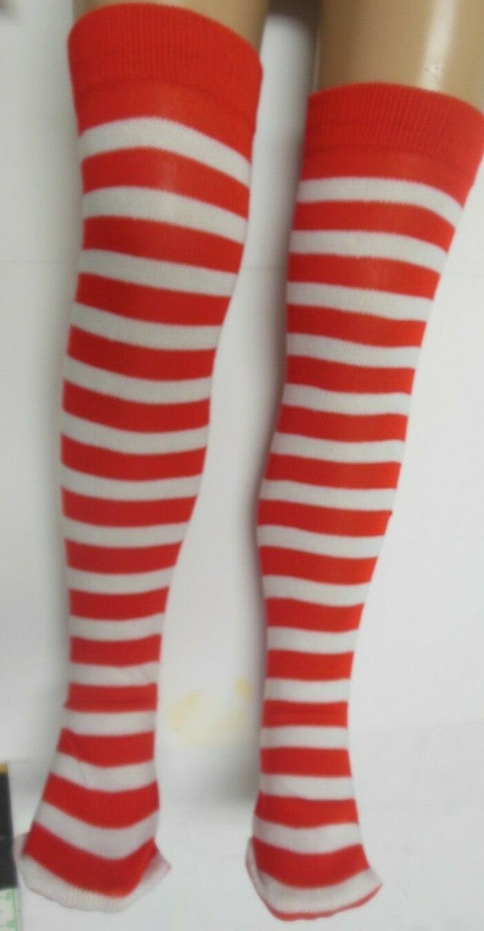 Lot of 12 Pair Striped socks red white Witch Elf Doll Elves Munchkin ...