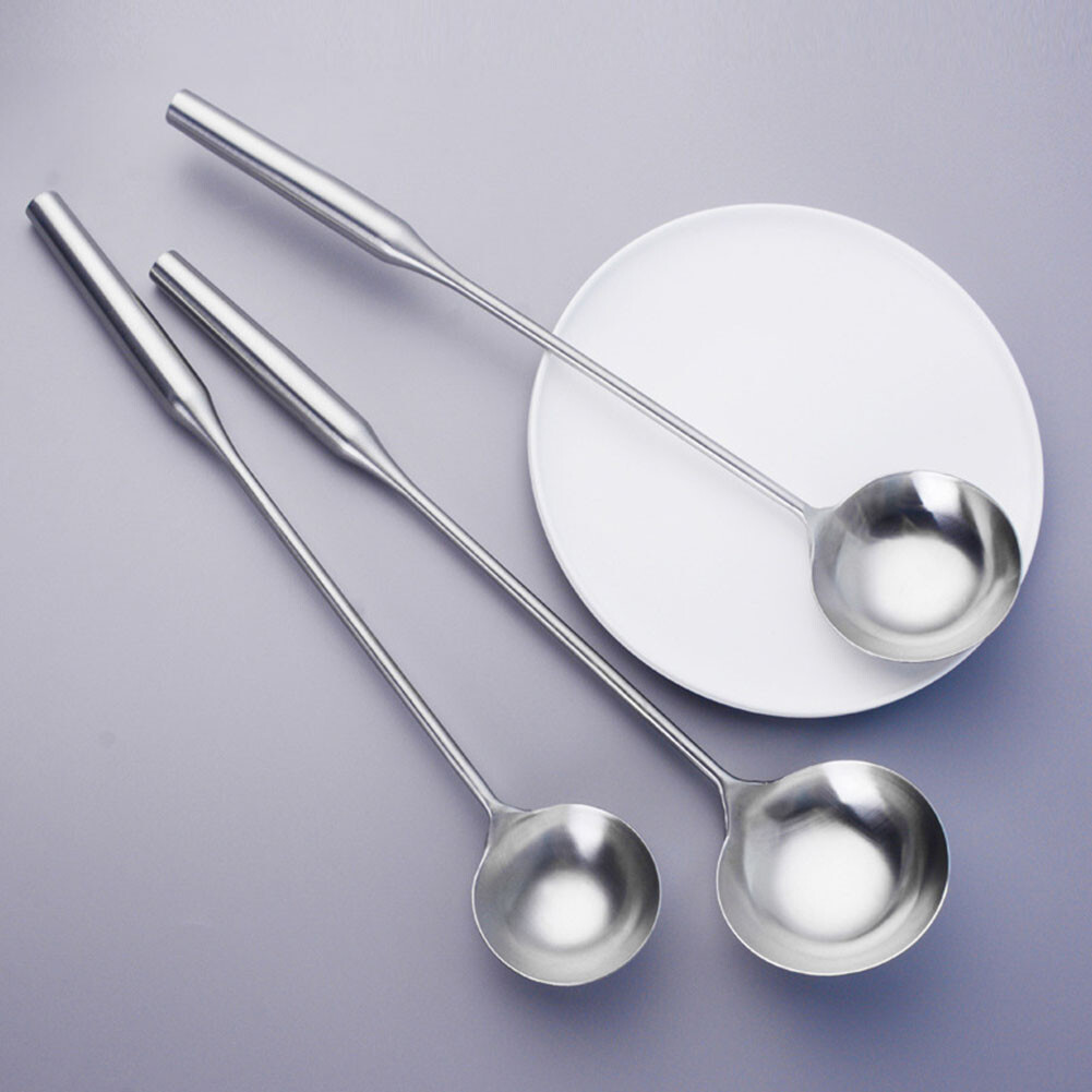 Kitchen Stainless Steel Long Handle Soup Dishes Ladle Spoon Cooking ...