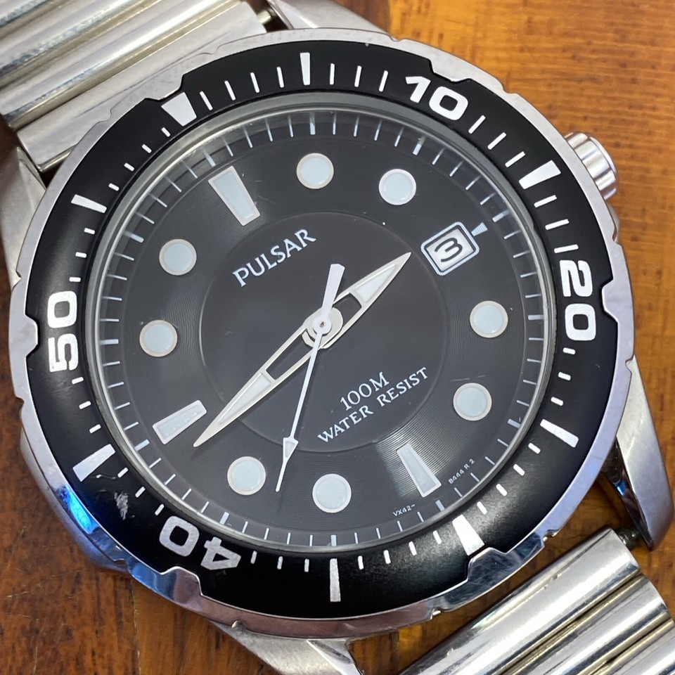 Men's Pulsar Diver Watch - Rotating Bezel Stainless VX42-X062 - New ...