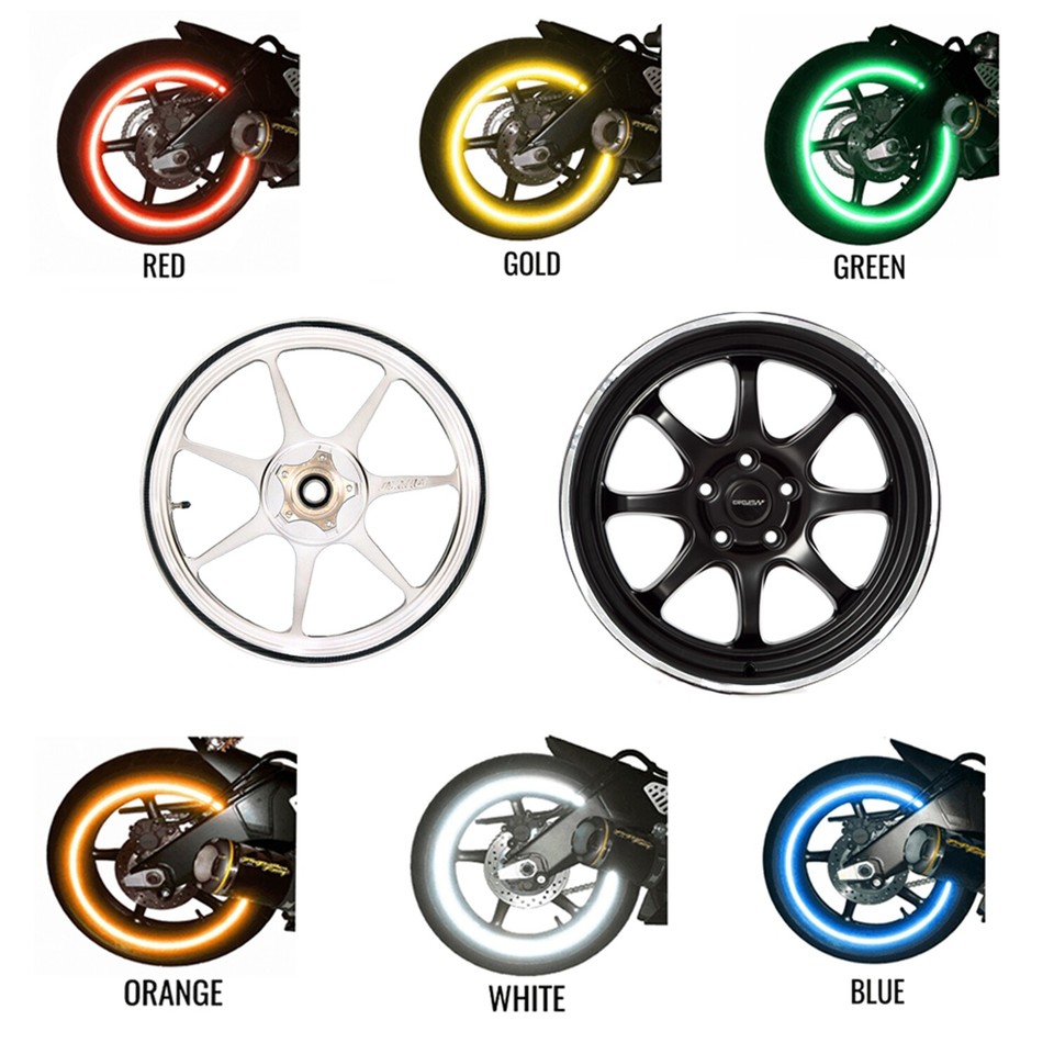 16/17/18"Inches Reflective Rim Tape/Front+Rear Wheel 4-Side Stripes ...