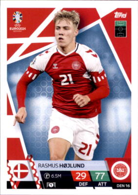 Topps EURO EM Germany 2024 Trading Card DEN 16 - Rasmus Hojlund | eBay.de