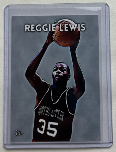 Reggie Lewis Limited Artist Signed "Northeastern Huskies" Trading Card ...