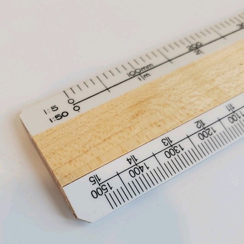Engineering Scale 6" Ruler Wood & Plastic Metric Scales 1:5, 10, 20, 50 ...