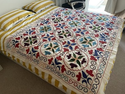 Antique Vintage Uzbek Embroidery Suzani Bed Cover, Bedspread 187x148cm ...