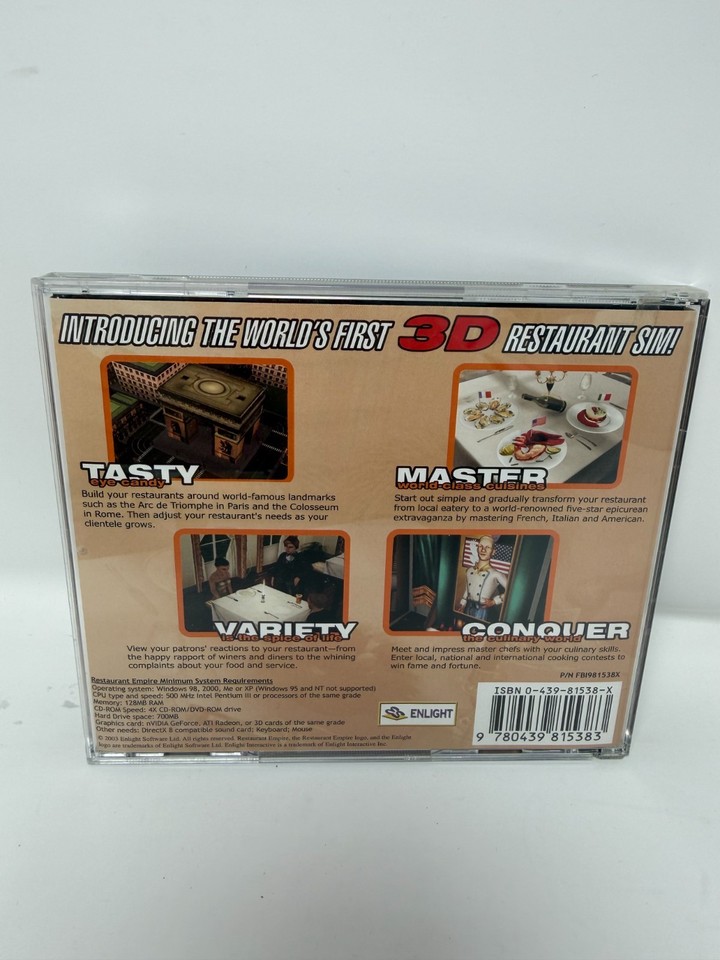 Restaurant Empire CD-ROM PC Game ©2003 Win 98 XP 2000 Me | eBay