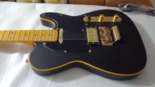 Hot Sale Matte Black Electric Guitar Yellow Binding,Dot Inlay, Black ...