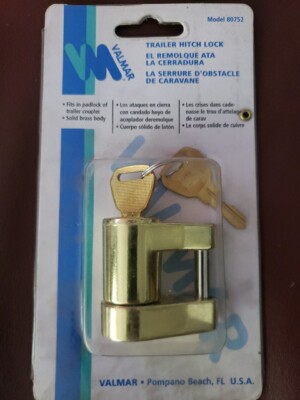 Valmar Solid Brass Trailer Hitch Lock w/2 Keys Model 80752 Marine Grade ...