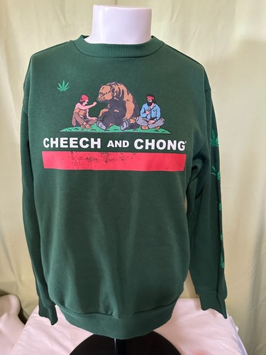 Cheech and Chong Men's Green Crewneck Sweater Size Small Sleeve Design ...