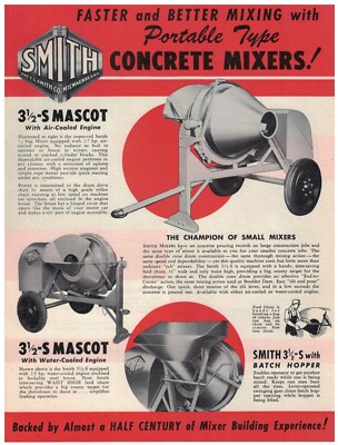 Vintage 1950s-60s Smith Portable Concrete Mixers sales sheet | eBay