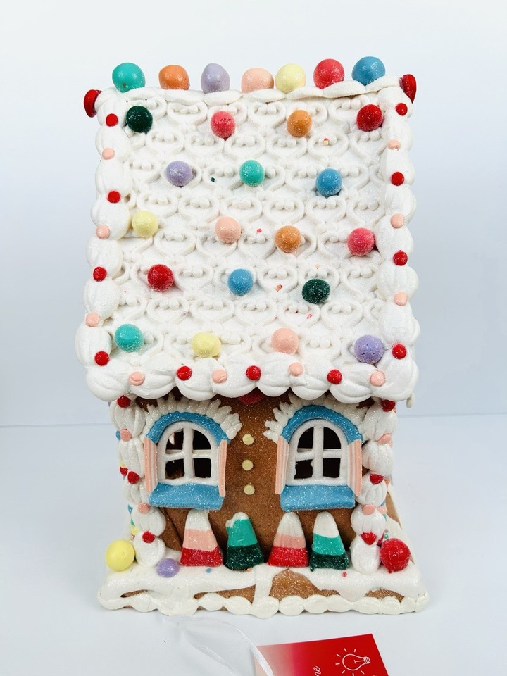 Gingerbread House 13” Gumdrops Hearts Candy Pastel Light Up Clay Dough ...