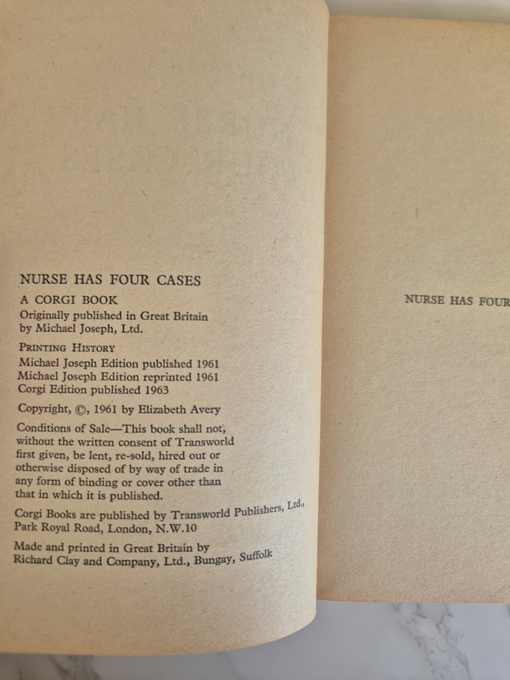 NURSE HAS FOUR CASES, Elizabeth Avery, 1st Edition Corgi Paperback ...