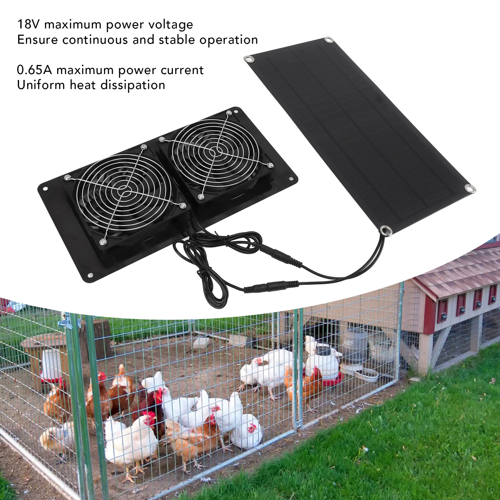 Outdoor Exhaust Fan Solar Chicken Coop Fan - 10W Waterproof Ventilation ...
