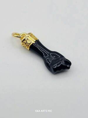 New Black Hand Azabache Charm/Pendant Gold Plated (Azabache Mano) | eBay