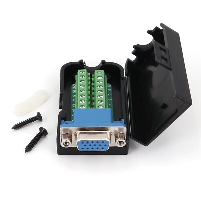 D-SUB DB15 VGA Female 3-Row 15-Pin Plug Breakout Terminals Nut Type ...