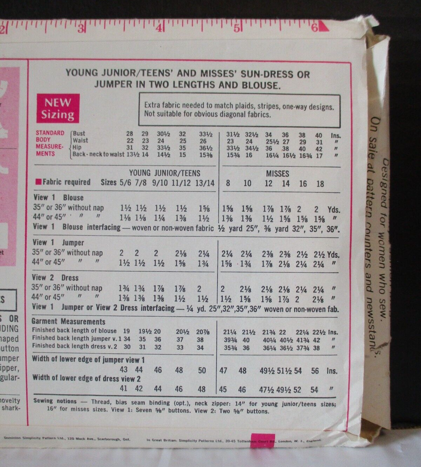 Simplicity Pattern 7497 Yng Jr/Teen Sundress Jumper & Blouse Size 5-6 ...