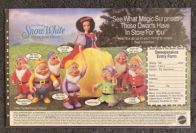 1992 Mattel Walt Disney Snow White and the Seven Dwarfs Advertisement ...