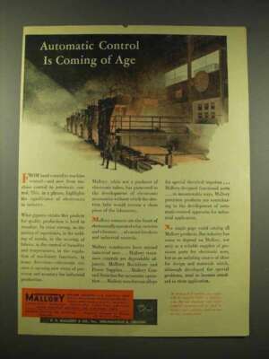 1944 Mallory Electric Control Ad - Automatic Control | eBay
