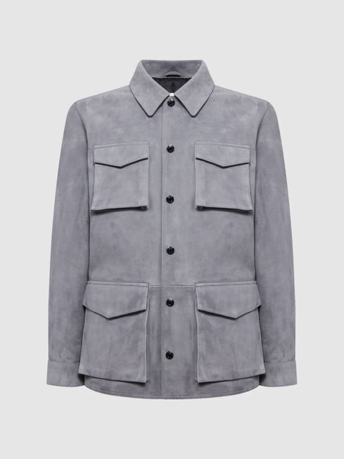 Light Blue Field Leather Jacket Men Pure Suede Custom Made Size S M L ...