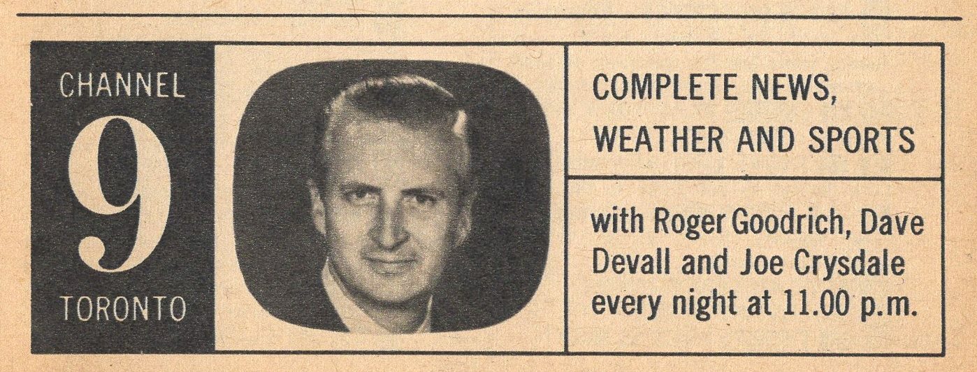 1961 CFTO TV NEWS AD~ROGER GOODRICH DAVE DEVALL & JOE CRYSDALE TORONTO ...