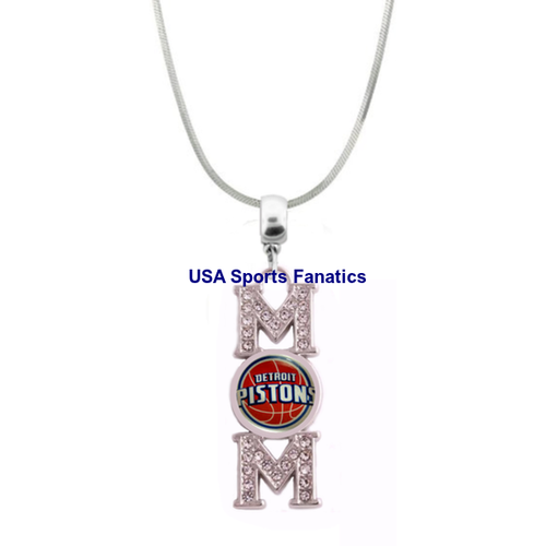 Detroit Pistons MOM Necklace With Rhinestones On A 925 SS Snake Chain ...