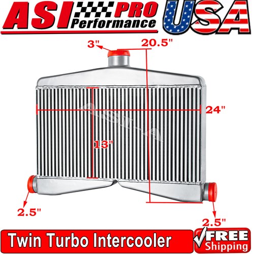 Twin Turbo Intercooler Dual 2.5 Inlet 3" Center Outlet 2-In-1-Out 24"x ...