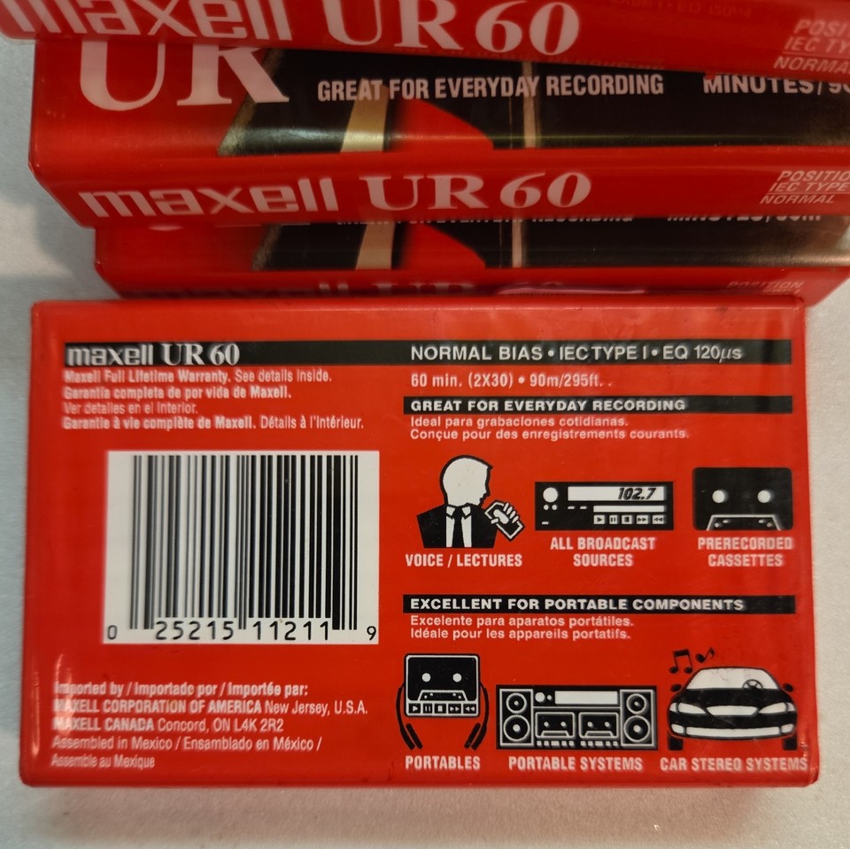 Maxell UR60 Normal Bias Type I Audio Cassette Tape New - Factory sealed ...