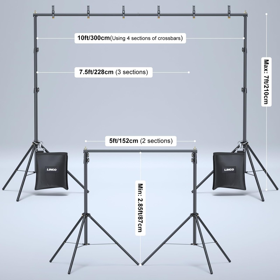 Backdrop Stand for Parties Kit 10x7 ft Adjustable Back Drop Photography ...